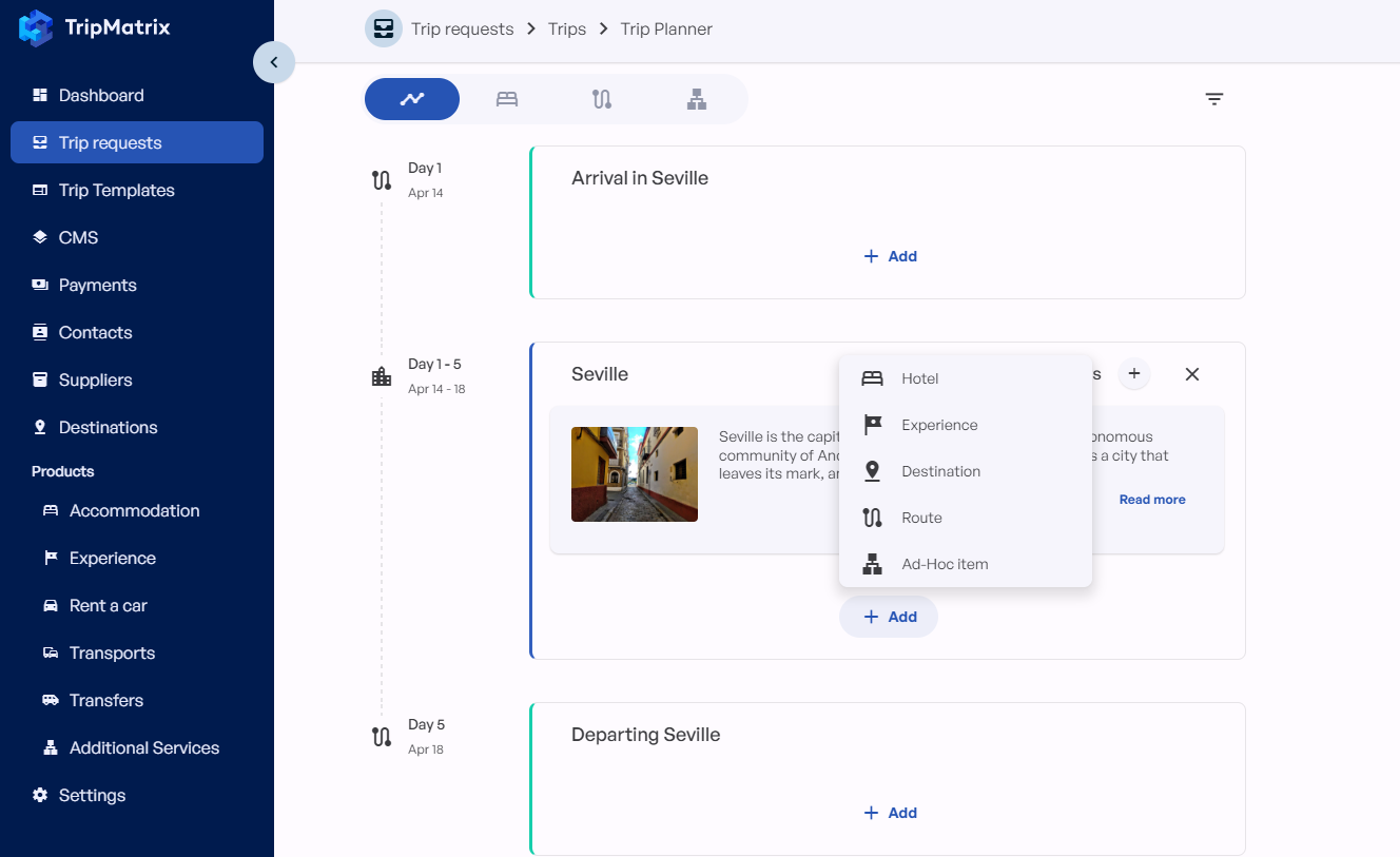 Destination Management Company (DMC) - DMC Software : TripMatrix